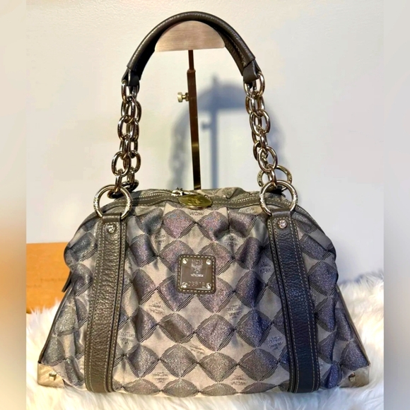 MCM | Bags | Mcm Gray And Silver Patterned Handbag | Poshmark
